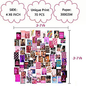pwlsmomo Wall Collage Kit pink Aesthetic Trendy Photo Collage Kit, Dorm Room Decor 70 Pcs 4x6 Inch