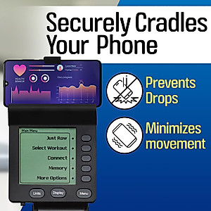 Impresa Phone Holder for PM5 Monitors of Concept 2 Rower & Stationary Bike Phone Holder - Adjustable Silicone Impresa Phone Cradle for Concept Rower fits Most Phone Models - Spin Bike Accessories