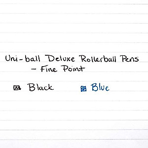Uni-ball Deluxe Rollerball Pens, Fine Point (0.7mm), Black, 3 Count