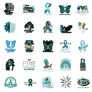 61 Pcs Ovarian Cancer Awareness Ribbons Vinyl Decals Waterproof Stickers for Helmet Laptop Phone Water Bottles for Aldults for Birthday Halloween Party Supplies Decoration Favors