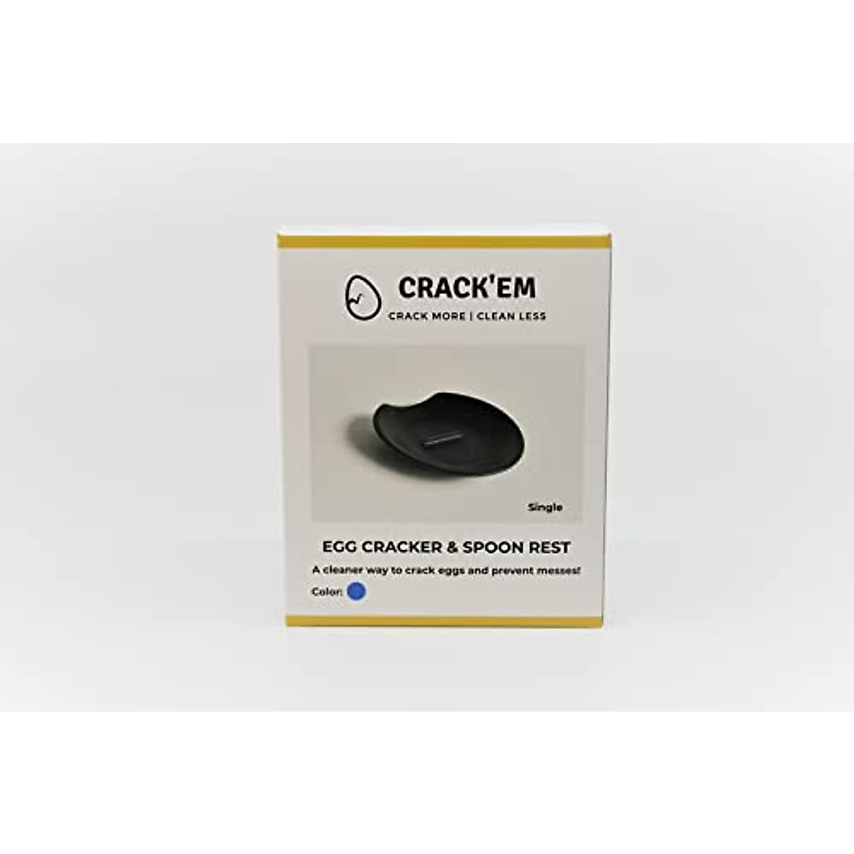 Crack'em Egg Cracker & Spoon Rest (Cobalt Blue) - Perfectly Cracks Eggs & Contains Messes - Easy to Use & Clean - Great for Kids - Prevents Broken Yolks