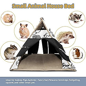 Y-DSIWX Guinea Pig Hideout House Bed, Pattern Rabbit Cave, Squirrel Chinchilla Hamster Hedgehog Nest Cage