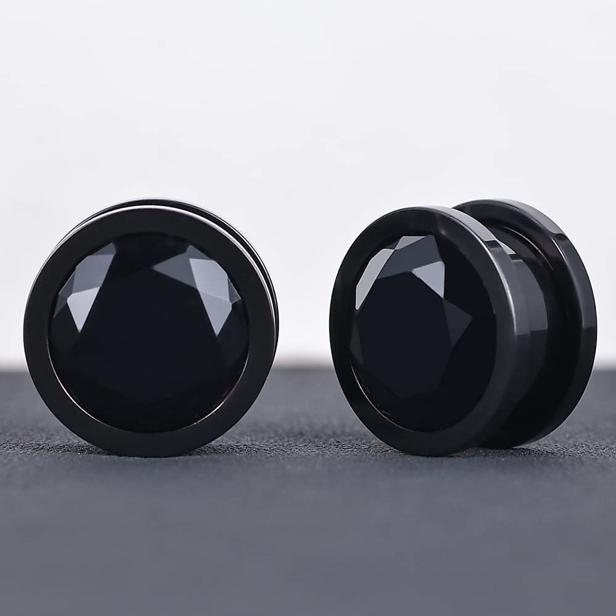 TBOSEN Set of 4 Pairs Color Zircons and 1 Pair Stainless Steel Ear Tunnel Ear Gauges Stretching Screw Fit Tunnels 0g-1 Inch