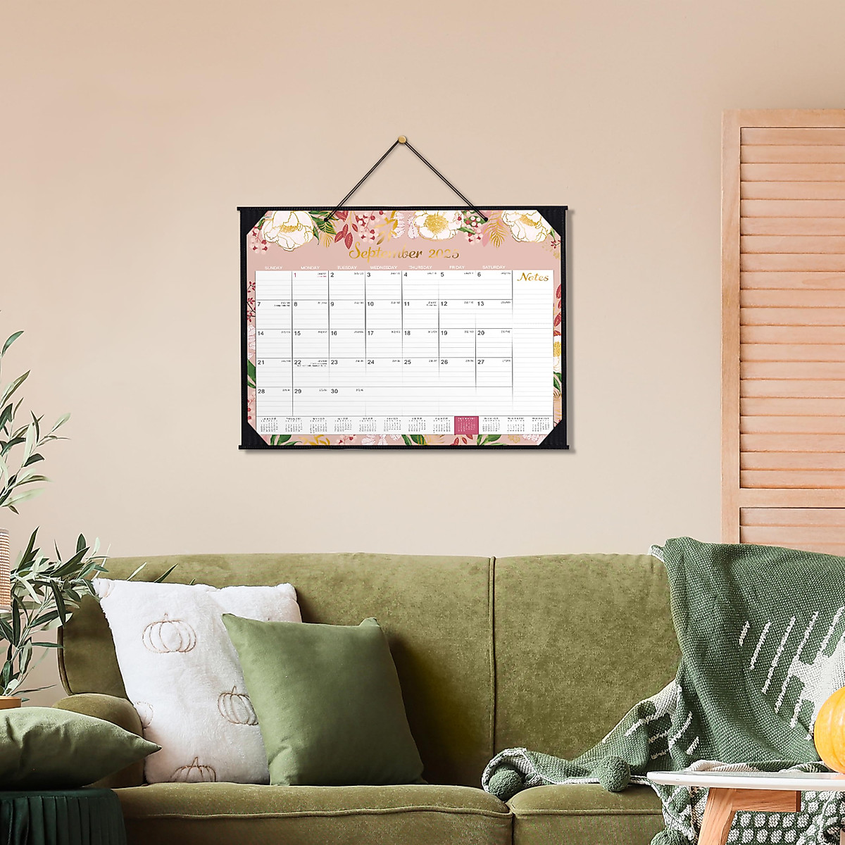 2023 Wall Calendar - Wall Calendar 2023, Janaury 2023-December 2023, 12 Months Calendar with Julian Date, 15 x 12 Inches, Twin-Wire Binding, Suitable for Hanging on the Wall, Large Blocks and Julian Dates, Flower design, Good Decorative Effect