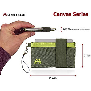 Crabby Wallet - Thin Minimalist Front Pocket Wallet - Credit Card Holder - Small Travel Wallets -  Compact Wallets For Men and Women -  Carry Cards, Cash, Phone, Keys- Secure Canvas Wallet - Scipio