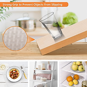 Shelf Liners for Kitchen Cabinets Refrigerator Liners Waterproof & Oil-Proof Kitchen Cupboard Liner Non-Slip Drawer Mats EVA Material Non Adhesive Fridge Liner for Shelves