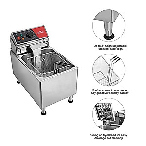 CROSSON 240V Electric Deep Fryer ETL Listed with No-Assembling-Needed Solid Basket,Lid and Height Adjustable Leg for Restaurant Use,240V/3300W Commercial 15Lbs Countertop Deep Fryer