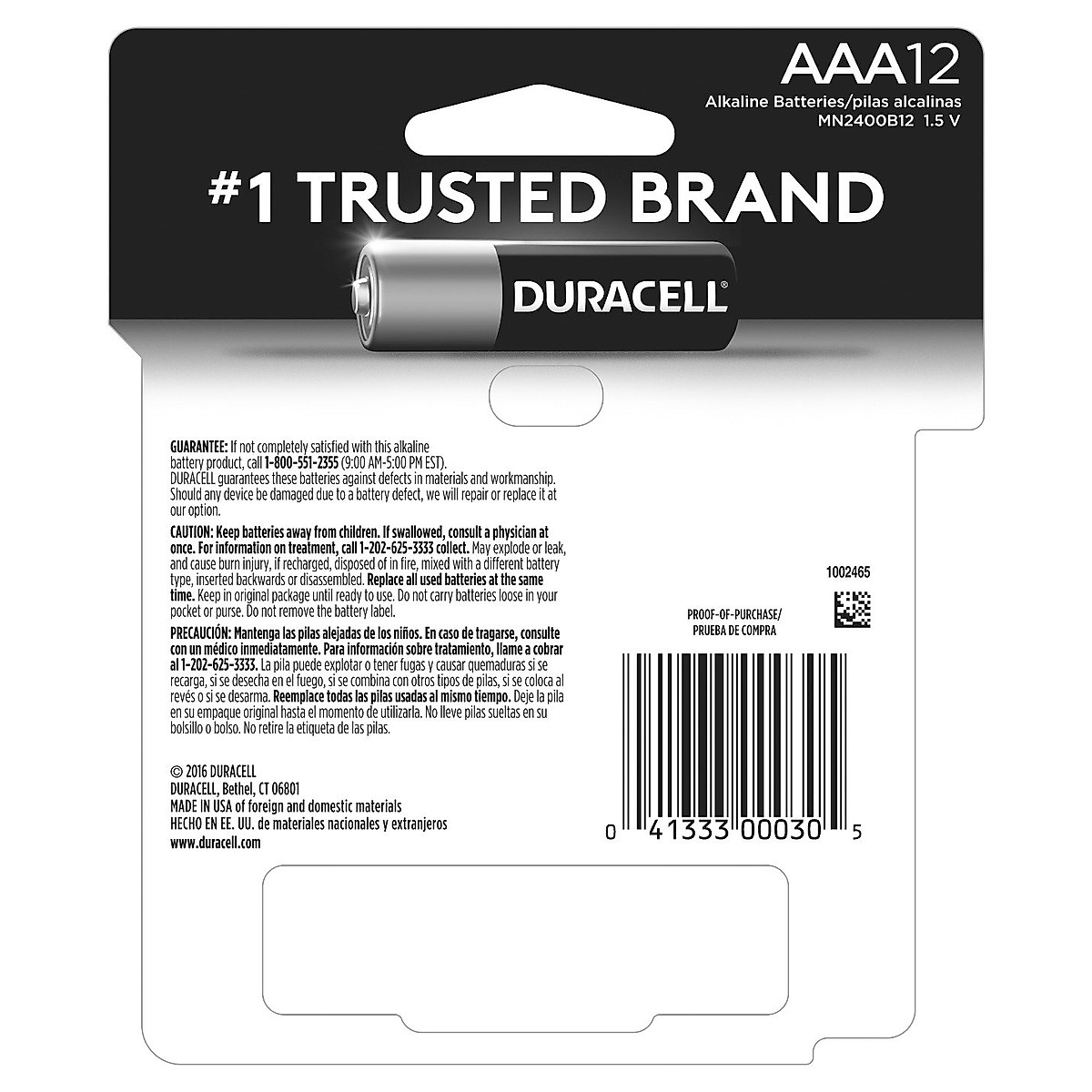 Duracell - CopperTop AAA Alkaline Batteries - long lasting, all-purpose Triple A battery for household and business - 12 Count (Pack of 1)