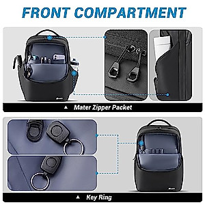 VPBAGE Travel Laptop Backpack for Men, Lightweight Casual Anti-Theft Backpack, Double Laptop Compartments with Sleeve, Slim Waterproof Computer Bag