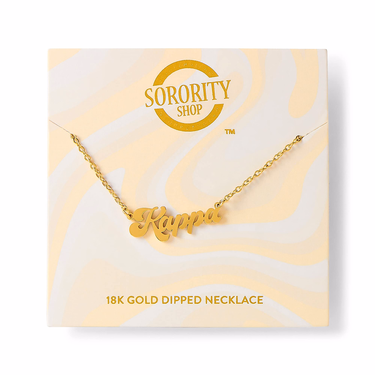 Sorority Shop Kappa Kappa Gamma Necklace — Retro Font Design with 18K Gold Plating, Kappa Kappa Gamma Gifts for Women