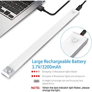 Lightbiz 78 LED Closet Light, Rechargeable Dimmable Motion Sensor Closet Light Wireless Under Cabinet Night Light with 3200mAh Large Battery for Cabinet, Wardrobe, Kitchen