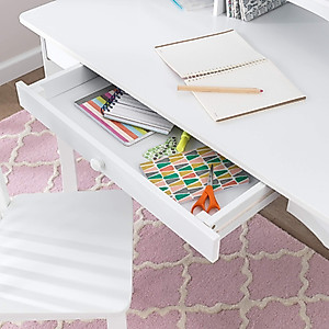 KidKraft Avalon Wooden Children's Desk with Hutch, Chair and Storage, White, Gift for Ages 5-10, 41.75 Inch