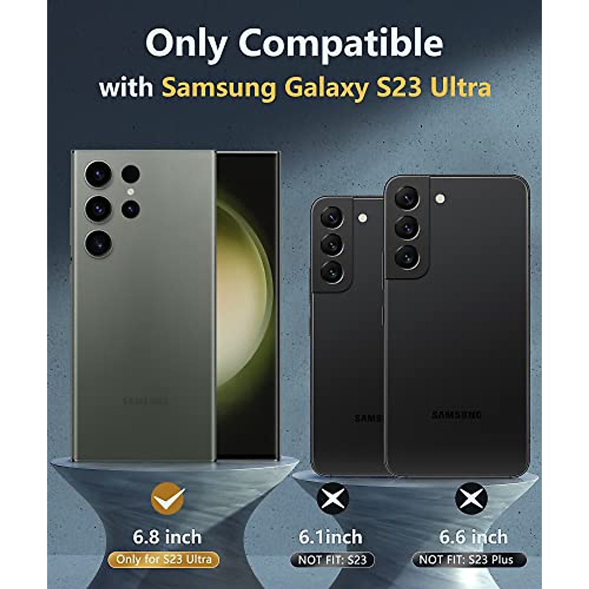 FNTCASE Samsung Galaxy S23-Ultra: Drop-Proof, Shockproof TPU Hybrid Slim Case with Screen Protector - Black