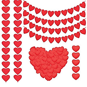 CRAFFANCY Love Decoration Set, Heart Sponge Petals Felt Heart Hanging String Heart Garland for Festival Party Valentine’s Day Decor