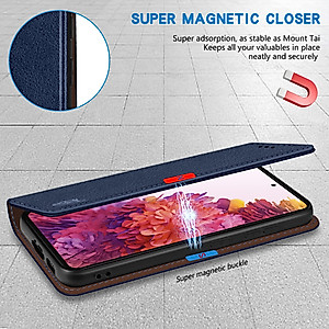 ZZXX for Samsung Galaxy S20 FE 5G Wallet Case with [RFID Blocking] Card Slot Stand Strong Magnetic Leather Flip Fold Protective Phone Case for Samsung Galaxy S20 FE Case Wallet(Blue-6.5 inch)