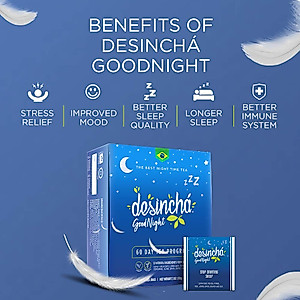 Desincha Nighttime Herbal Tea I Caffeine Free - Herbal Tea I Supports Relaxation & Quality Sleep I Bedtime Tea Made With Natural Ingredients I #1 Tea Brand in Brazil I 60 Day Supply