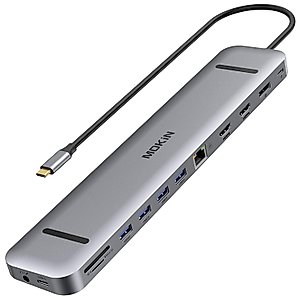 Docking Station USB C, 13-in-1 USB C Hub Multiport Adapter USB C Dongle with 4K Dual HDMI+DP Display+Ethernet+4 USB,+SD/TF+USB C PD+Data Port+Audio/Mic for Dell XPS 13/15/Surface Pro 7 Go