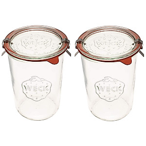 Weck Canning Jars 743 - Mold Jars made of Transparent Glass - Eco-Friendly - Storage for Food, Yogurt with Air Tight Seal and Lid - 3/4 Liter Tall Jars Set - Set of (2 Jars)