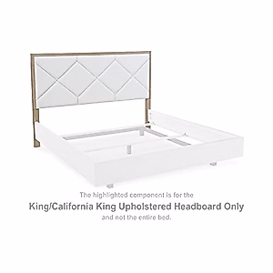 Signature Design by Ashley Wendora Contemporary Upholstered Tufted Headboard ONLY, King/California King, White & Light Brown