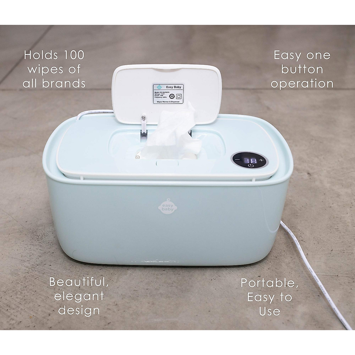 EZ Baby Trendy Wipes Warmer Dispenser Holder - Portable, Plugin, Comfortable Diaper Changing Experience - Infant, Newborn, Baby- (Pink)