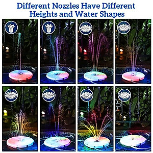 12W Solar Fountain with LED Colorful Lights & 5000mhA Battery, 2023 Upgraded Solar Bird Bath Fountain with Fixed Bracket, Remote Control Solar Water Fountain Pump for Bird Bath, Pools and Outdoor