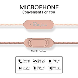 Mijiaer in-Ear Earbuds Wired, Wired Ear Buds with Microphone 3.5mm Jack Earphones Cute Headphones with Storage Case for Women, Girls, Teen Applicable for Small Ear (Rose Gold)