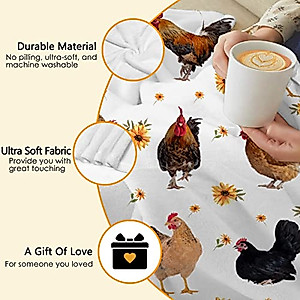 Chickens Sunflowers Flannel Throw Blanket,Super Soft Fluffy Plush Bed Blanket for Couch Sofa Travel Camping,Bed Quilt Home Decor for All Seasons,30"x40"-Toddlers/Pets Size