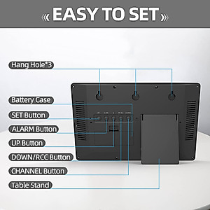 LFF Atomic Clock 4.5" Numbers, Atomic Wall Clock Never Needs Setting, Indoor Outdoor Temperature with Wireless Outdoor Sensor, Battery Powered, Clock for Office, Kitchen, Living Room, Bedroom