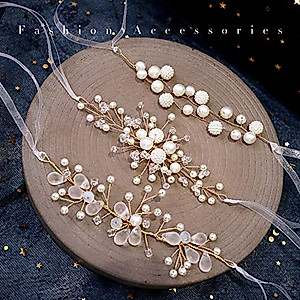 PRDGIRL Wedding Bridal Bridesmaid Hand Flower, Corsage Bracelet Wedding Planner Wrist Corsage Wrist Flowerfor Flower Girl Wedding Festival Beach Party Prom (Set of 2)