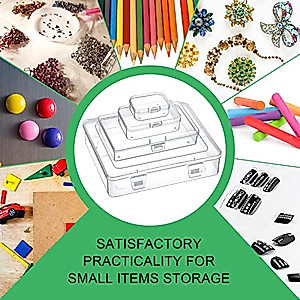 Leelosp 28 Pieces Mixed Sizes Small Storage Containers Rectangular Plastic Organizer Box Clear Bins Lids Empty Crayon Boxes Case Hinged for Item Organizing