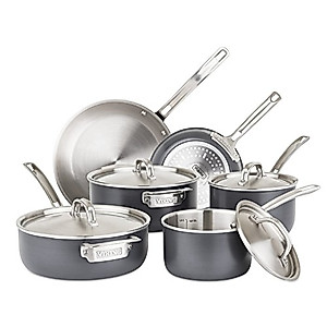 Viking Culinary 5-Ply Hard Stainless Cookware Set, 10 Piece, Hard Anodized Exterior, Dishwasher, Oven Safe, Works on All Cooktops including Induction