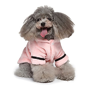 Dog Bathrobe, Adjustable Soft Dog Robe Quick Drying Pet Bath Towel for Cat Small Medium Dogs Pink