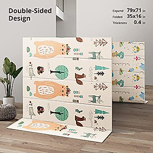 UANLAUO Foldable Baby Play Mat, Extra Large Waterproof Activity Playmats for Babies,Toddlers, Infants, Play & Tummy Time, Foam Baby Mat for Floor with Travel Bag (Bear(79x71x0.4inch))