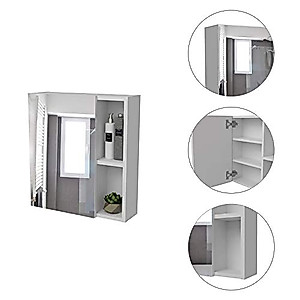 Tuhome Labelle Medicine Cabinet with Mirror Door, Open & Closed Shelving, White