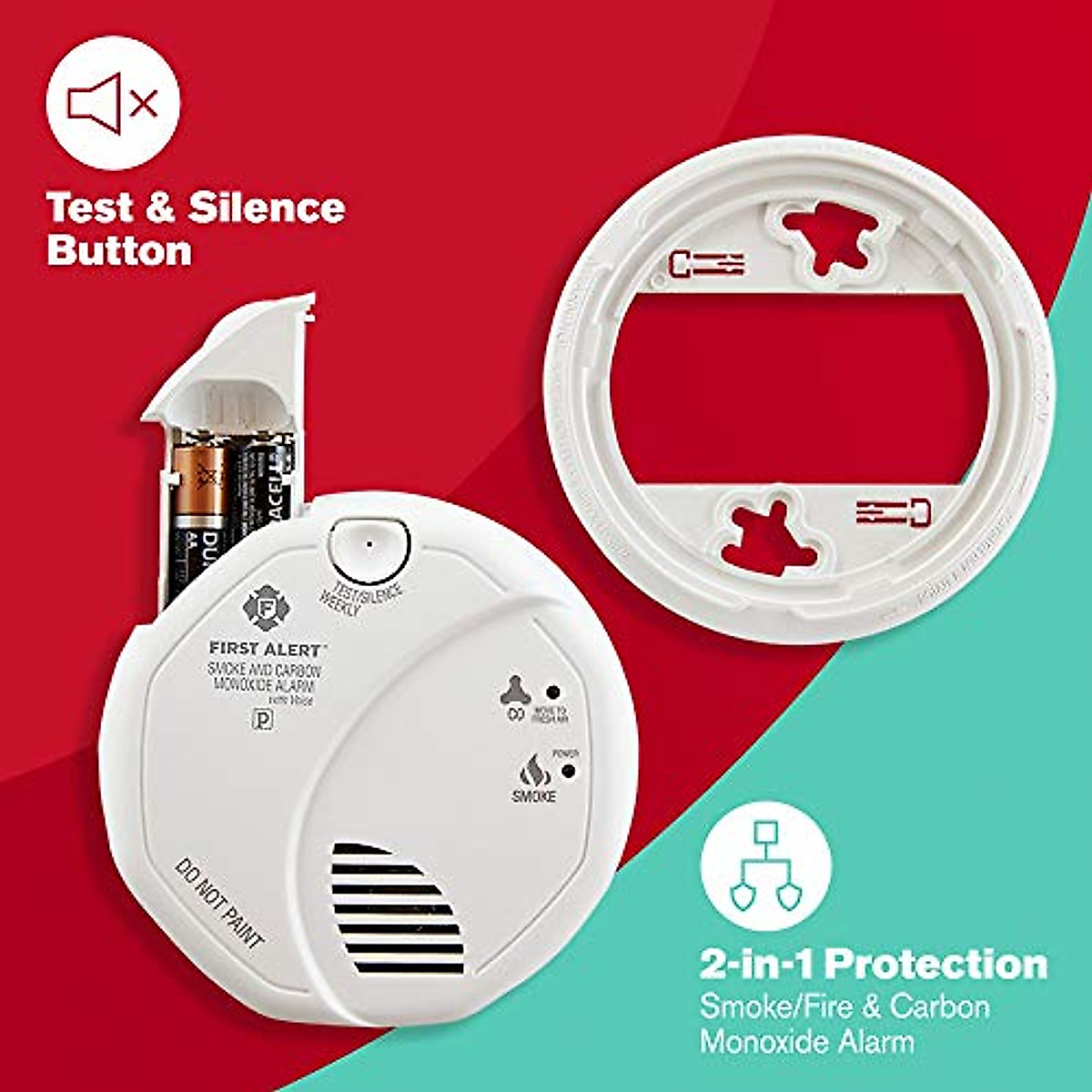 First Alert SCO7CN Combination Smoke and Carbon Monoxide Detector with Voice and Location, Battery Operated , White