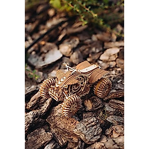 Wood Trick Quad Bike 3D Wooden Puzzles for Adults and Kids to Build - Rides up to 30 ft - Wooden Model Car Kits to Build for Adults - Model Kits for Adults - Challenging Project Hobby Kits