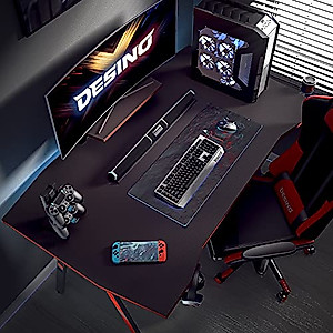DESINO Gaming Desk 40 inch PC Computer Desk, Home Office Desk Table Gamer Workstation with Cup Holder and Headphone Hook, Black
