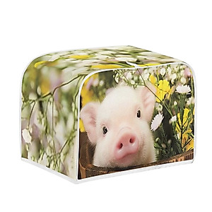 Buybai Kitchen Toaster Covers 2 Slice Wide Slot Cute 3D Pig Pattern Small Appliance Covers Dustproof Bread Maker Covers