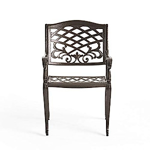 Christopher Knight Home Hallandale Outdoor Cast Aluminum Dining Set for Patio or Deck, 5-Pcs Set, Hammered Bronze