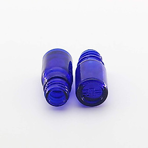 Constore 5ml Cobalt Blue Glass Bottle For Essential Oil Empty Refillable Vials with Euro Dropper Orifice Reducer Liquid Perfume Dispenser Lab Vials Black Coarse Grained Cap-15 Pack