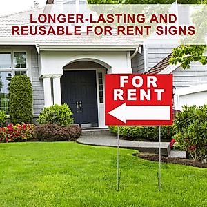 Yaomiao 5 Pcs for Rent Sign with Stand 16 x 12 Inch Plastic Yard Sign with Tall Stakes Double Sided Waterproof Corrugated for Rental House Car Apartment Shops Business(Red)