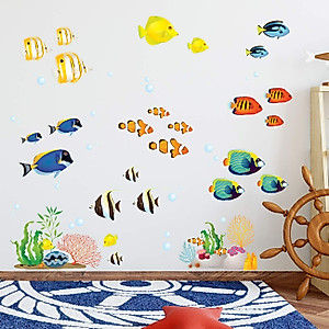 DECOWALL DWL-1811N Coral Reef Fish Kids Wall Stickers Wall Decals Peel and Stick Removable Wall Stickers for Kids Nursery Bedroom Living Room décor
