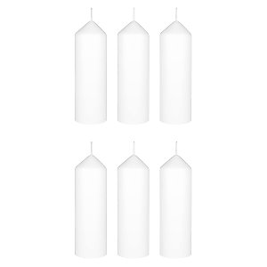 Mega Candles 6 pcs Unscented White Dome Top Round Pillar Candle, Economical One Time Use Event Wax Candles 2 Inch x 6 Inch, Wedding Receptions, Birthdays, Parties, Celebrations, Florists & Churches