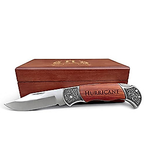Krezy Case Engraved Pocket Knife, Brown Engraved Customized Pocket Knife, Folding Knife, Personalized Engraved Pocket Knife With Wooden Box