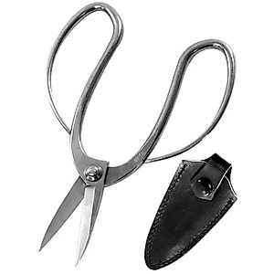 KAKURI Bonsai Trimming Scissors 7.2" (185 mm) Professional Bonsai Tool, Japanese A8 Stainless Steel, Silver, Made in JAPAN