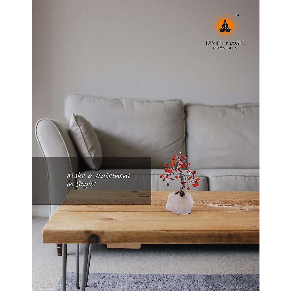 Divine Magic Carnelian Healing Good Luck Money Tree Abundance Home Decor Decoration Crystal Tree Sculpture Gift Figurine Good Health Wealth