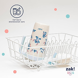 Zak Designs Disney Fairway Travel Tumbler for On the Go or At Home, 18oz Stainless Steel with Vacuum Insulation, Spillproof Silicone Straw, and Carry Handle for Cold Drinks (Stitch)