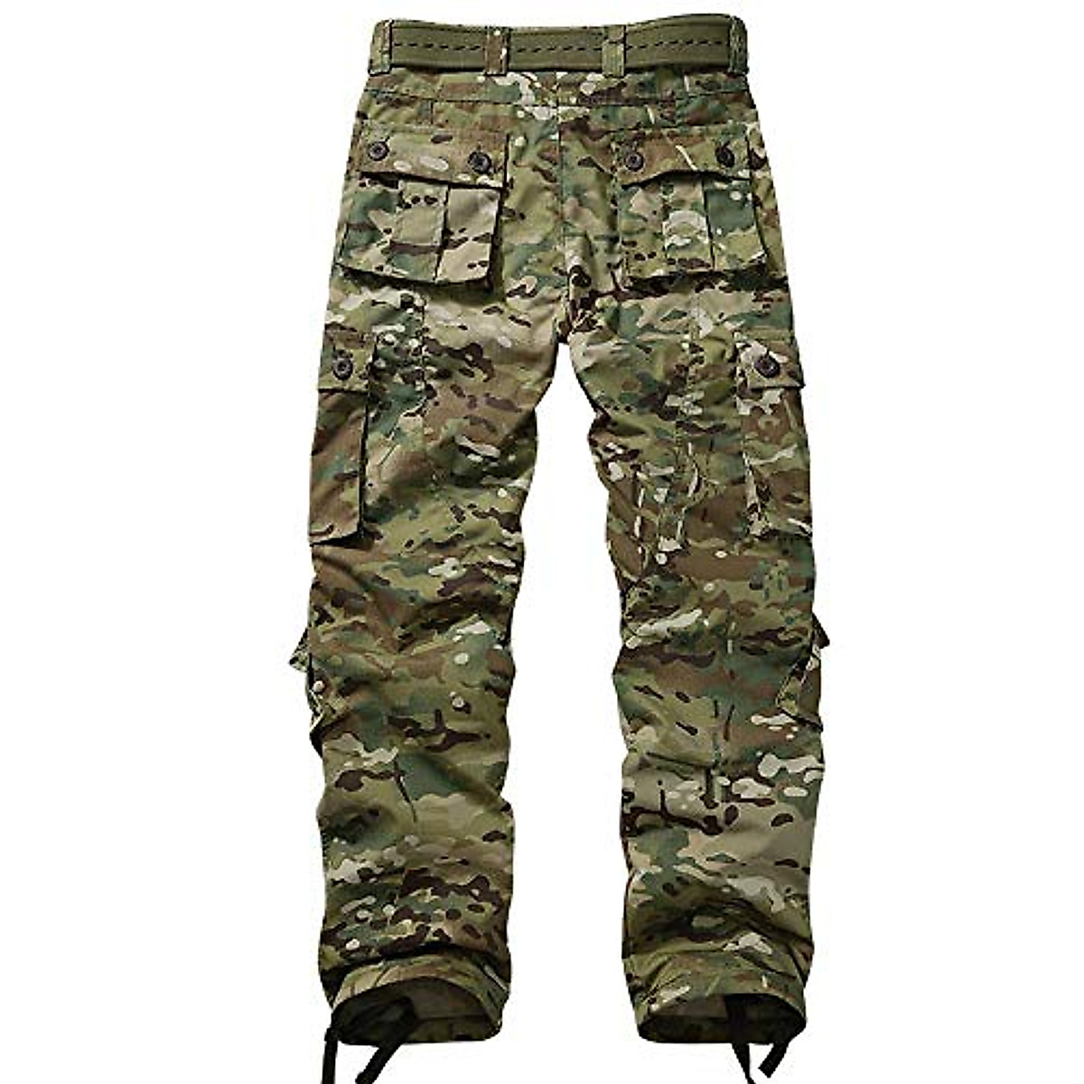 AKARMY Men's Ripstop Wild Cargo Pants, Relaxed Fit Hiking Pants, Army Camo Combat Casual Work Pants with 8 Pockets(No Belt) 3355 CP Camo 34