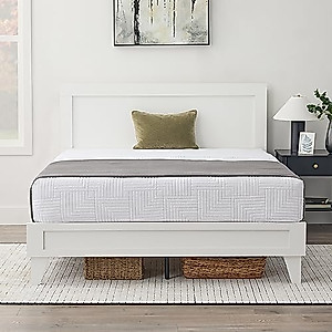 Edenbrook Delta Full Bed Frame with Headboard – No Box Spring Needed – Compatible with All Mattress Types – Wood Slat Support – Full Size Wood Platform Bed Frame – White