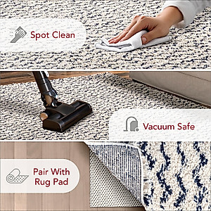 nuLOOM Cuellar Chevron Shag Area Rug, 7x9, Navy